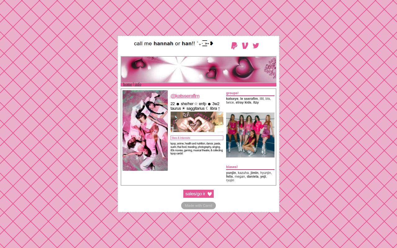 hannah’s new carrd